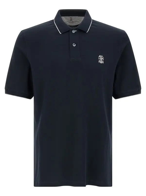 Brunello Cucinelli Stretch Jersey Polo Shirt - Blue