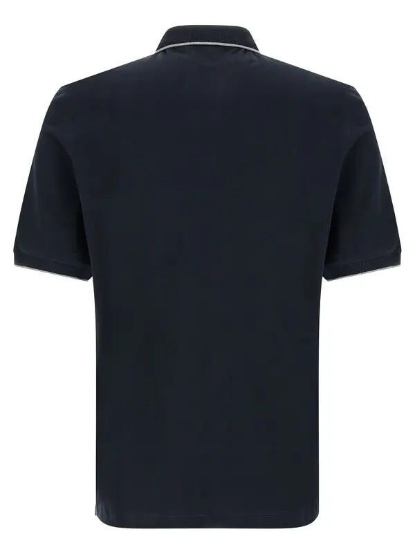 Brunello Cucinelli Stretch Jersey Polo Shirt - Blue