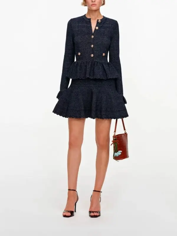 SELF-PORTRAIT Textured Knit Mini Dress - Multicolor