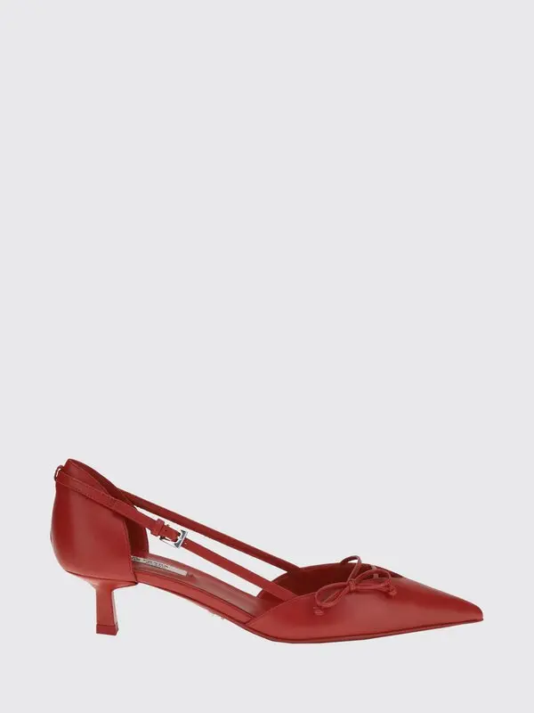 Prada Pointed Toe Bow Detail Pumps - Red