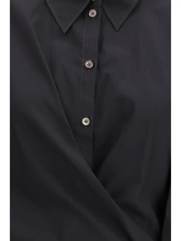 LEMAIRE Cotton Blend Shirt With Twisted Button Closure - Black