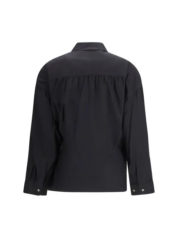 LEMAIRE Cotton Blend Shirt With Twisted Button Closure - Black