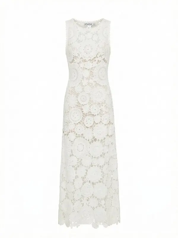 SELF-PORTRAIT Crochet Maxi Dress - Multicolor