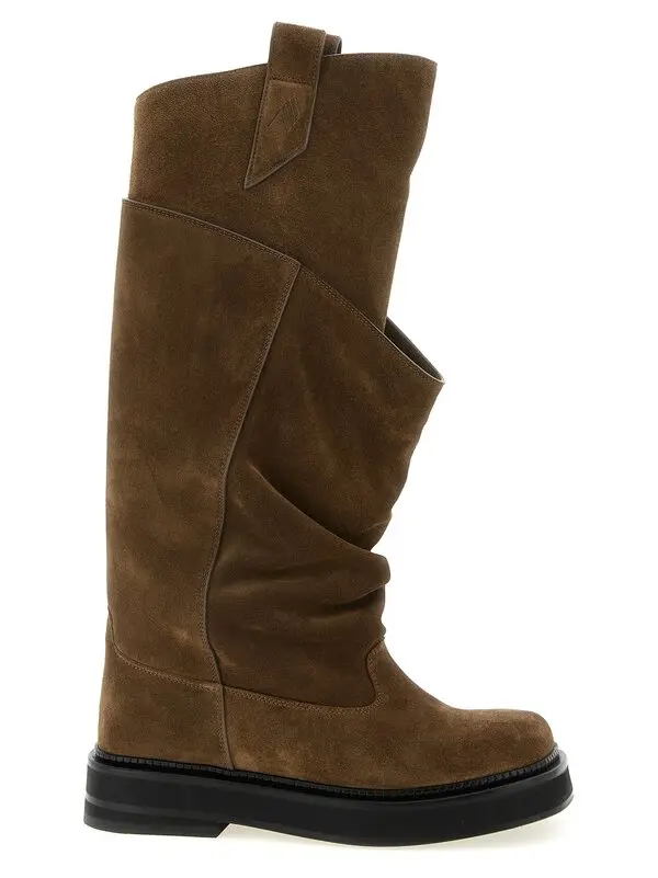 Attico Robin Passeggiata Suede Combat Boots - Brown