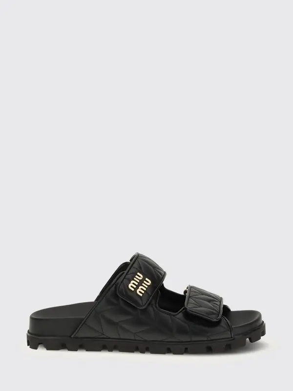 Miu Miu Quilted Napa Leather Heeled Sandals - Black