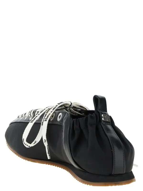 GANNI Sporty Ballet Flats With Leather-effect Details And Lace-up Closure - Black