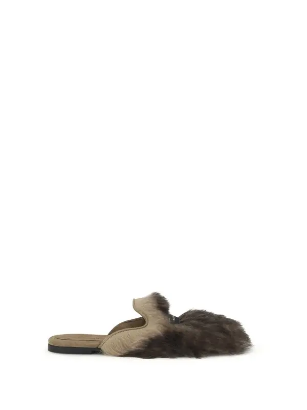 Dolce & Gabbana Sheepskin Mules - Gray