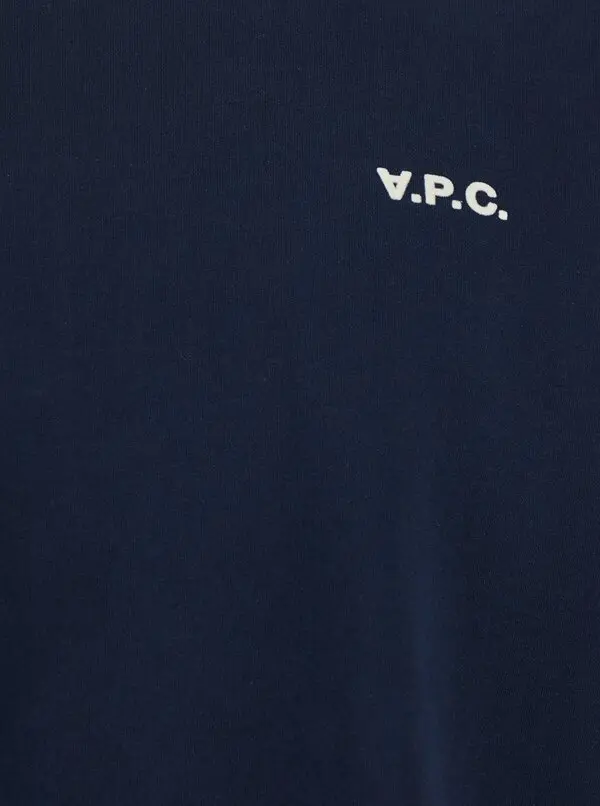 A.p.c. Blue Crewneck T-shirt With Logo Embroidered On The Front In Cottonr - Multicolor