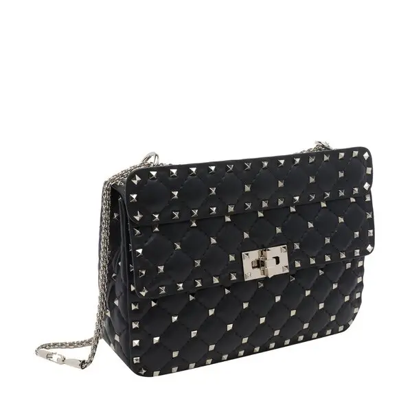 Valentino Garavani Rockstud Spike Medium Shoulder Bag - Black