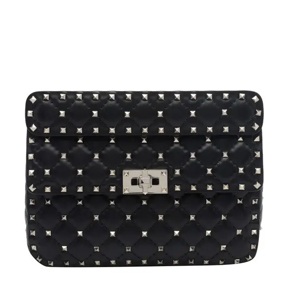 Valentino Garavani Rockstud Spike Medium Shoulder Bag - Black