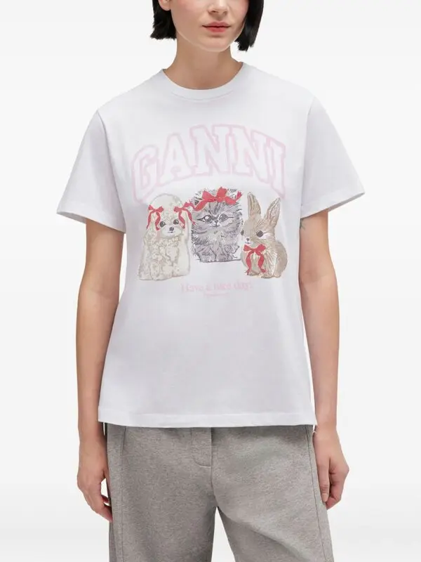 GANNI Organic Cotton Graphic T-shirt - Multicolor