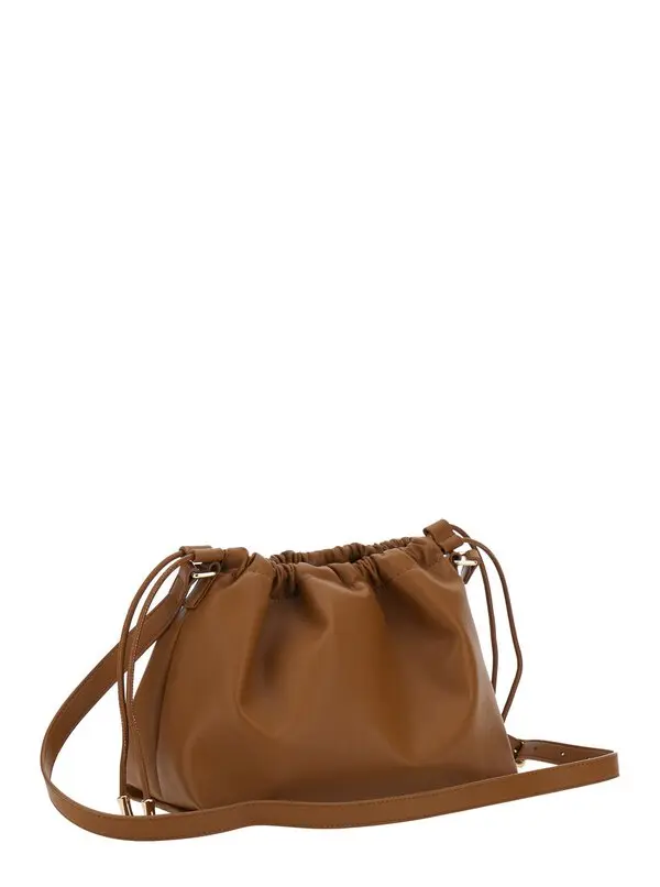 A.p.c. Ninon Crossbody Bag With Drawstring And Logo Lettering In Eco-leather - Brown