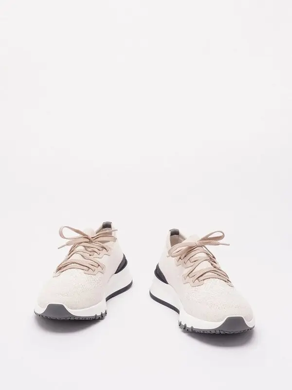 Brunello Cucinelli Cotton Knit Lace-up Sneakers - Multicolor