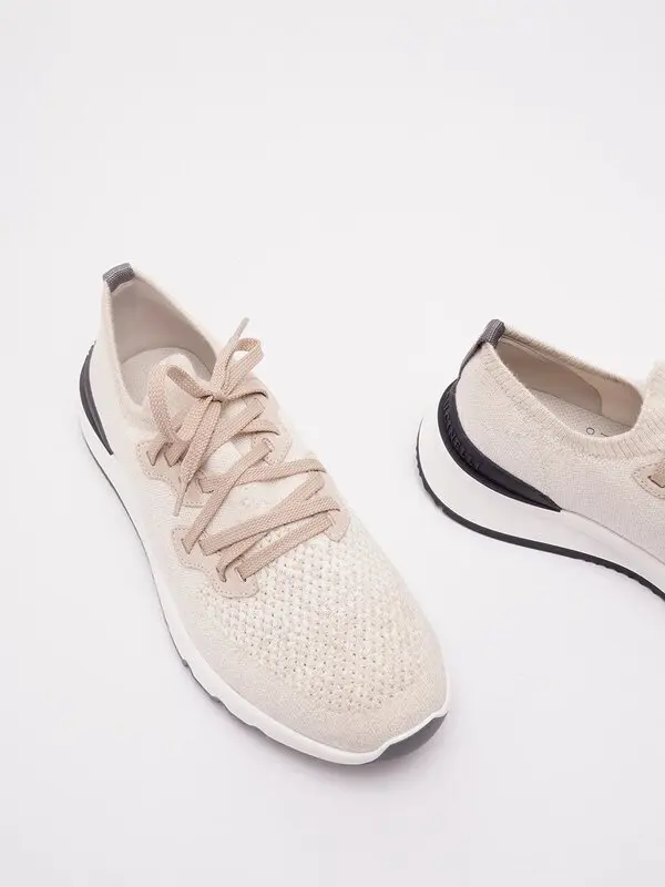 Brunello Cucinelli Cotton Knit Lace-up Sneakers - Multicolor