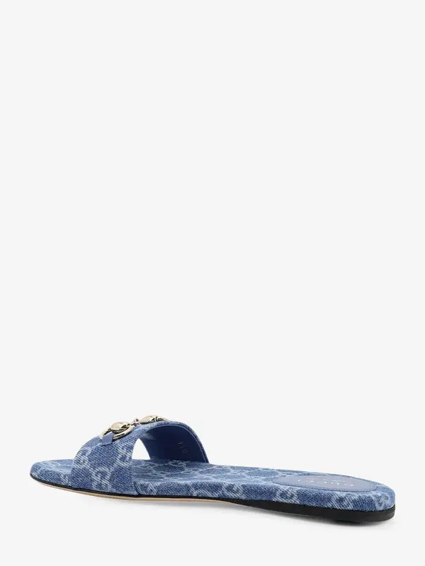 Gucci Gg Denim Sandals With Metal Horsebit - Multicolor