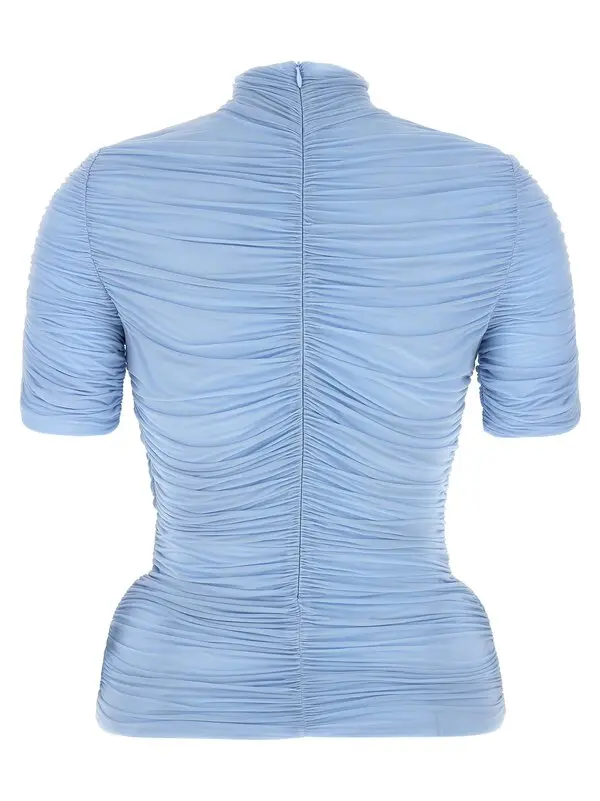 Magda Butrym 06" Stretch Cupro Blend Top With Floral Embellishment - Blue