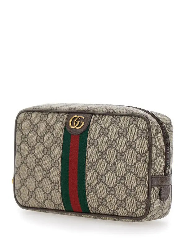 Gucci Ophidia Gg Canvas Clutch With Web Detail