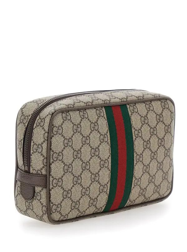 Gucci Ophidia Gg Canvas Clutch With Web Detail