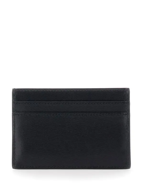 Fendi Black Card Holder With Ff Logo Plate On The Front In Leather For - Multicolor