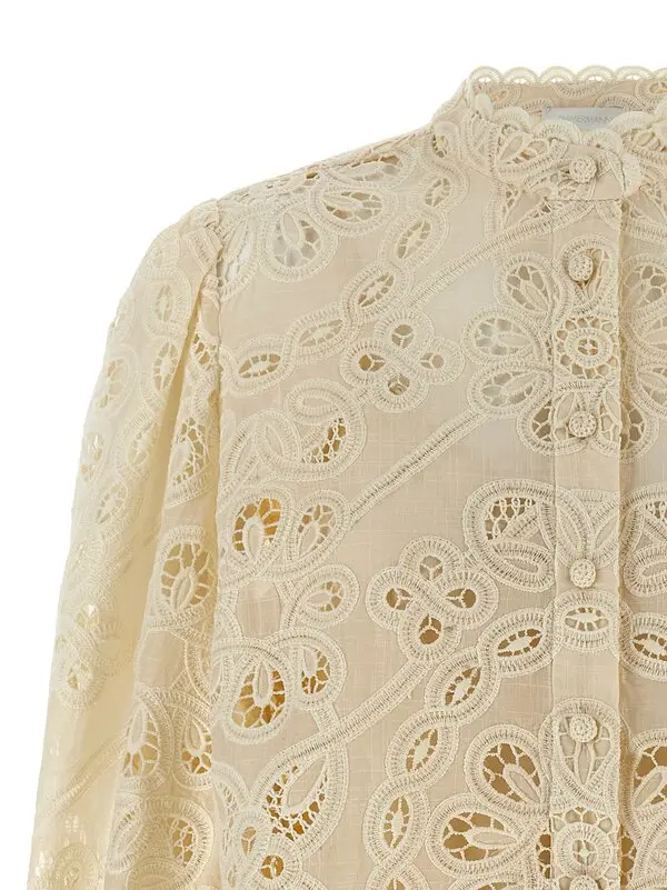 Zimmermann Rhiannon Embroidered Cotton Blouse - Cream