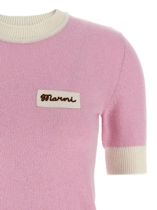 Marni Cropped Sweater With Embroidered Logo