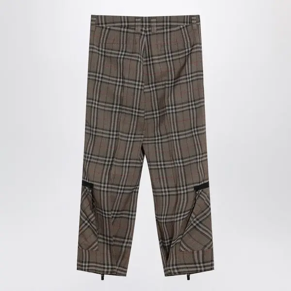 Burberry Cargo Pants In Silk Blend With Check Pattern