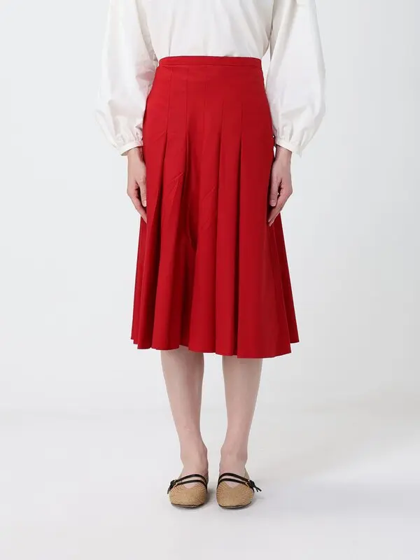 Max Mara Pleated Midi Skirt - Red