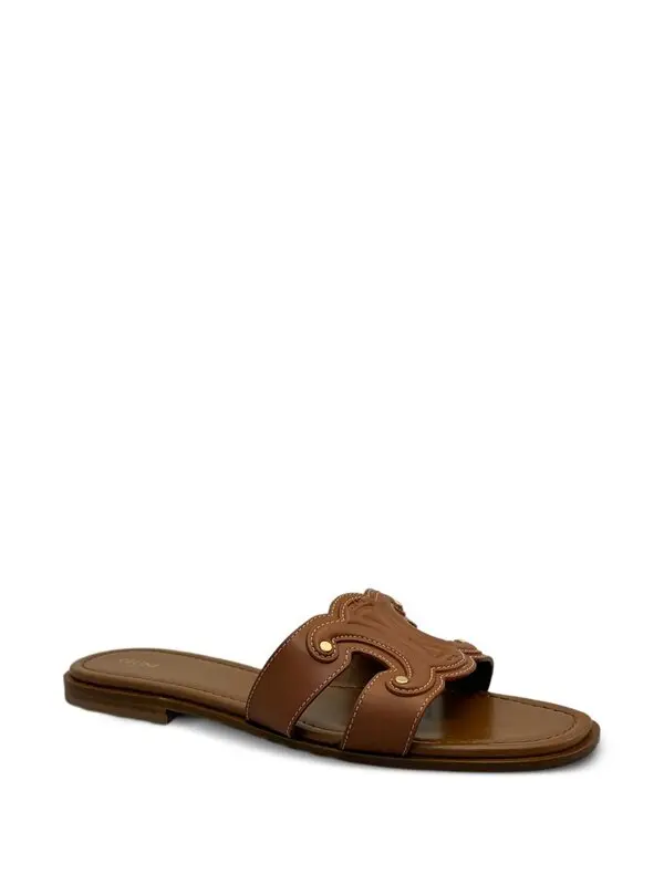 Celine Leather Flat Sandals With Triomphe Motif