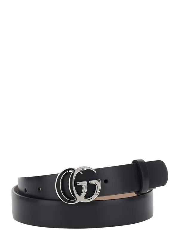 Gucci Gg Running Belt With Gg Plate Clasp And Loops In Leather - Black
