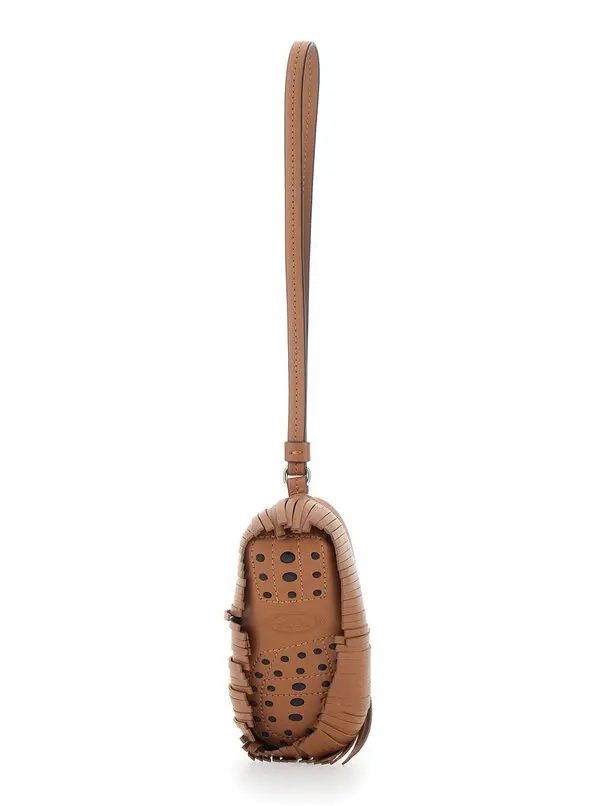 TOD'S Fringe Pendant With Leather Wrist Strap For - Brown