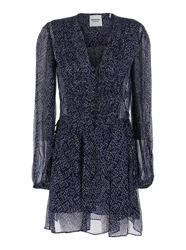 Isabel Marant Étoile V-neck Long Sleeve Printed Viscose Dress - Multicolor