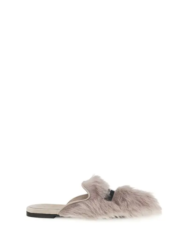 Dolce & Gabbana Sheepskin Mules - Gray