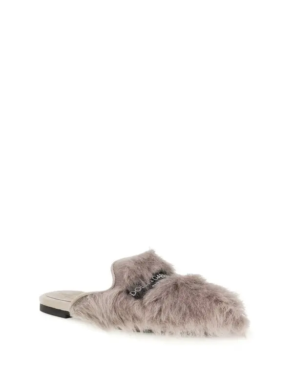 Dolce & Gabbana Sheepskin Mules - Gray