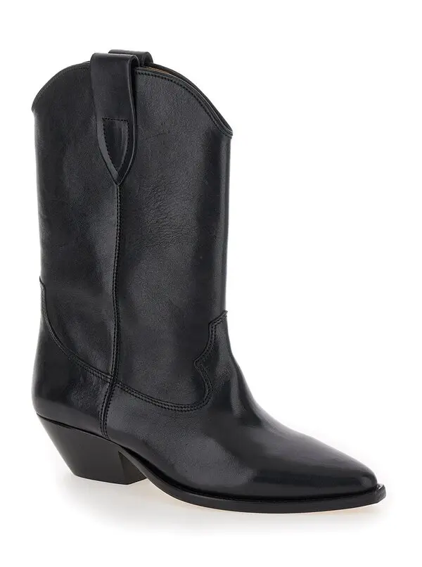 Isabel Marant Étoile Duetro Black Leather Ankle Boots - Multicolor
