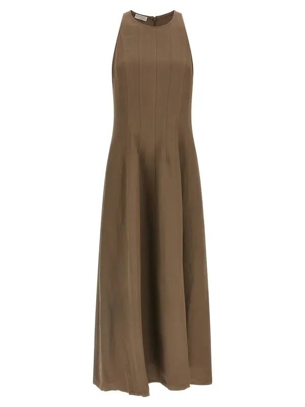 Brunello Cucinelli Sleeveless A-line Dress - Brown
