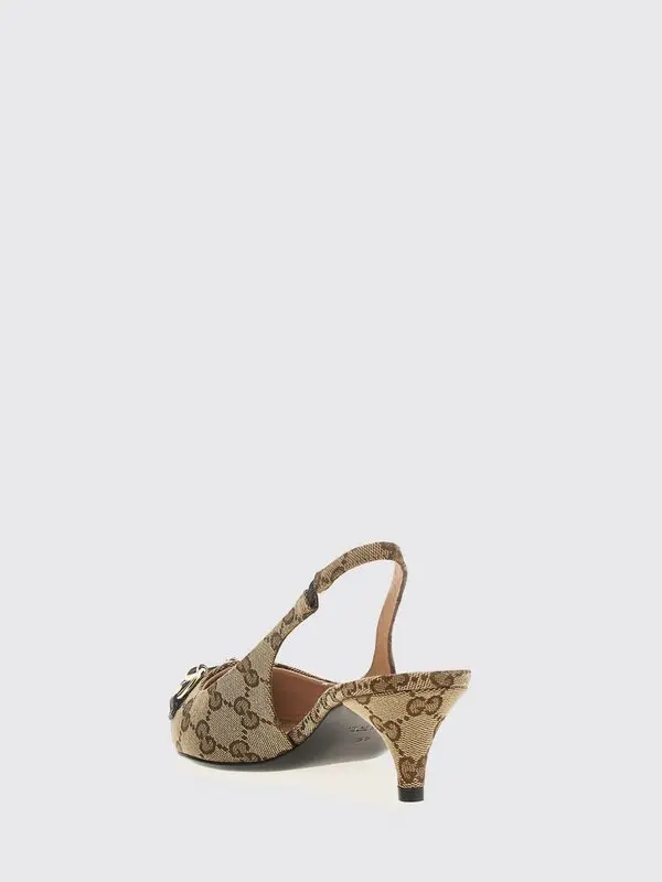 Gucci Monogrammed Pumps With Gold-tone Hardware - Cream