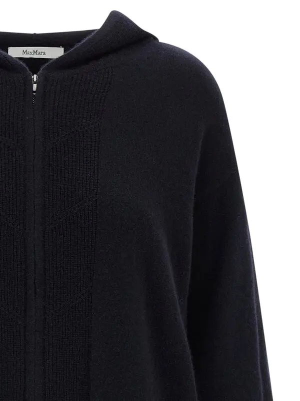 Max Mara Mxpcrusca Cashmere Zip-up Hooded Cardigan - Blue