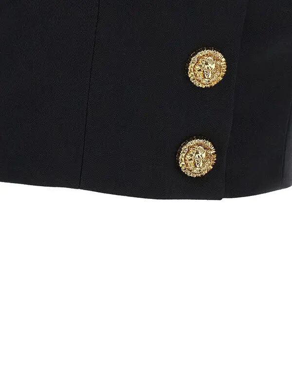 Balmain Wool Brassiere Top With Lion Head Buttons - Multicolor