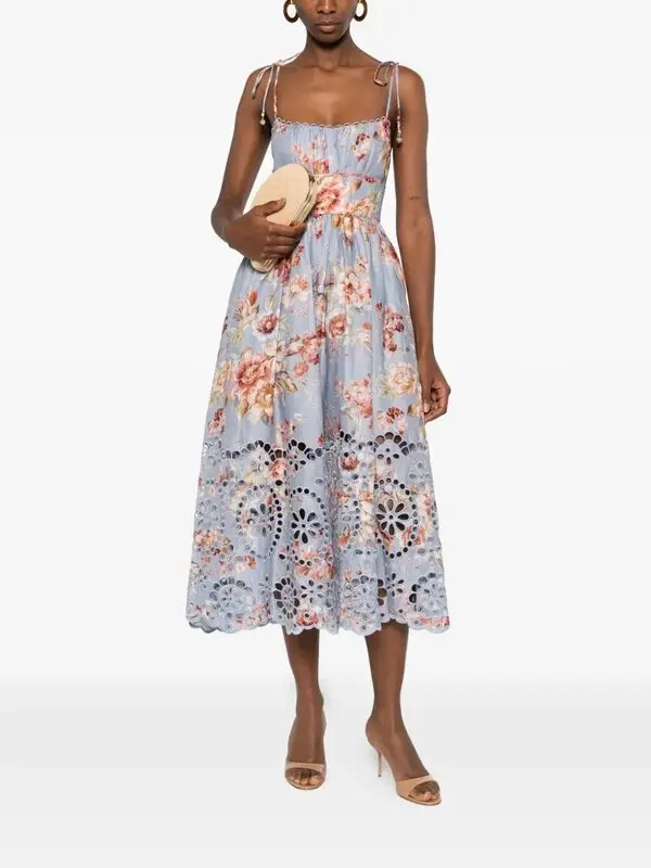 Zimmermann Awaken Picnic Dress Floral Linen - Multicolor
