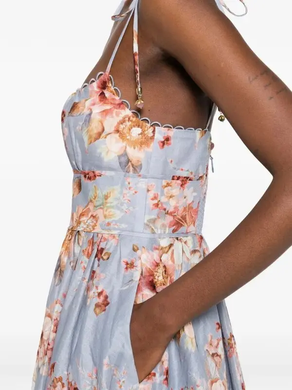 Zimmermann Awaken Picnic Dress Floral Linen - Multicolor