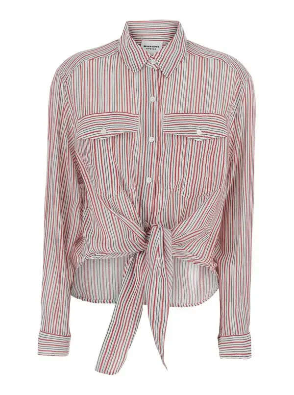 Isabel Marant Étoile Cotton Striped Shirt With Front Bow Detail - Multicolor