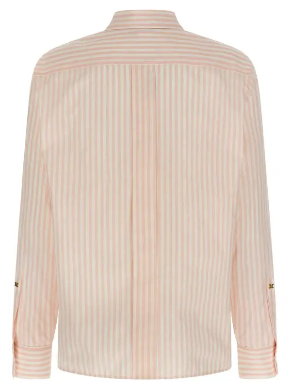 Max Mara Striped Cotton Poplin Shirt With Logo Appliqu