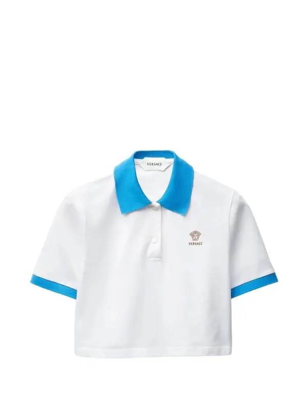 Versace Cotton Polo With Medusa Embroidery - Multicolor
