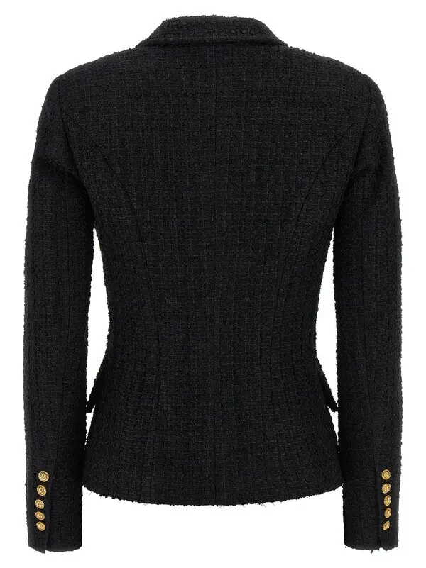 Balmain Double-breasted Tweed Blazer With Metal Button Detail