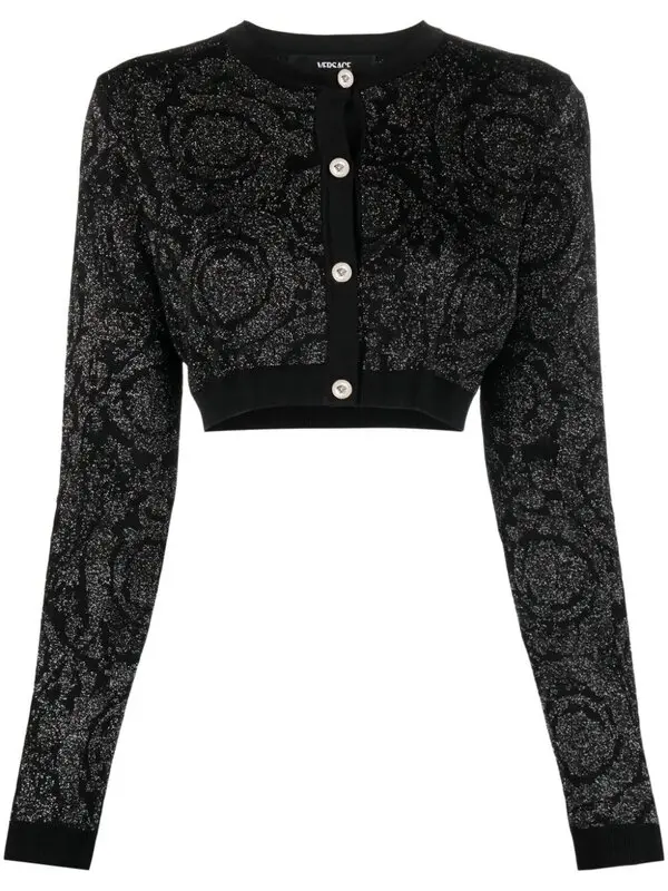 Versace Barocco Knit Cropped Cardigan - Multicolor