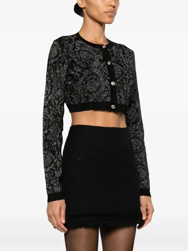 Versace Barocco Knit Cropped Cardigan - Multicolor