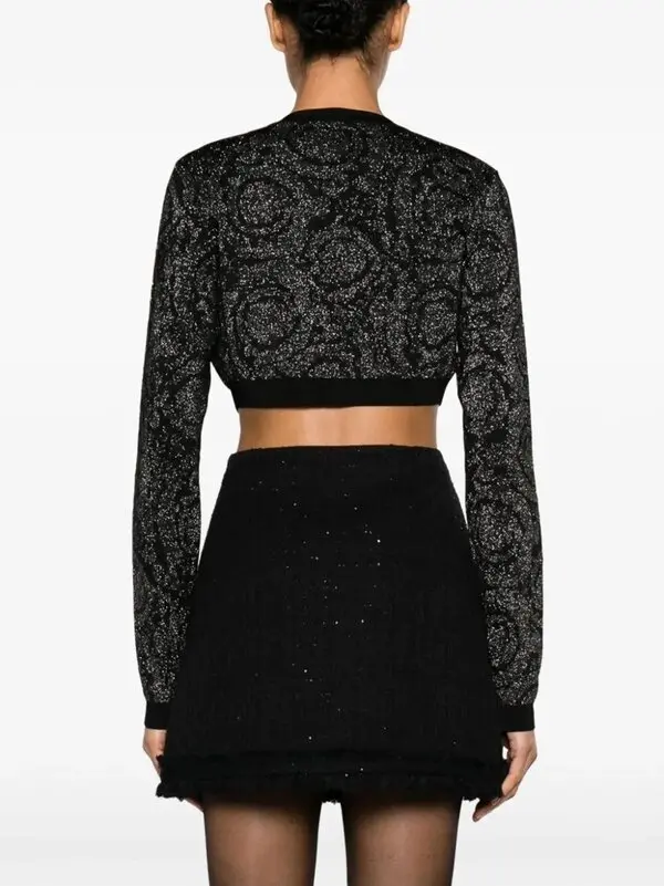 Versace Barocco Knit Cropped Cardigan - Multicolor