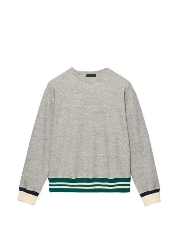 Prada Crewneck Sweatshirt With Striped Ribbed Hem