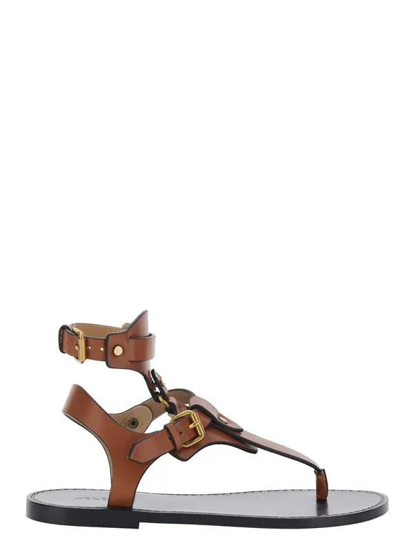 Isabel Marant Étoile Eveena Leather Sandals With Adjustable Buckle Closure - Brown