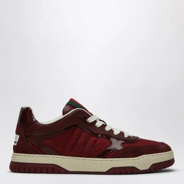Gucci Re-web Sneakers In Burgundy Gg Fabric - Red